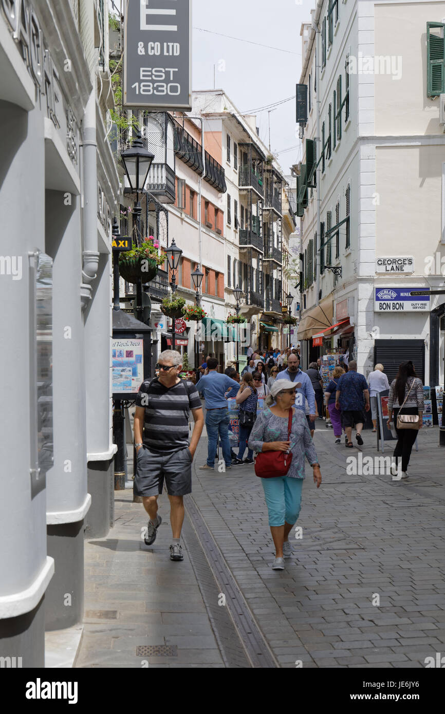 Main Street, the main shopping street in Gibraltar Stock Photo - Alamy
