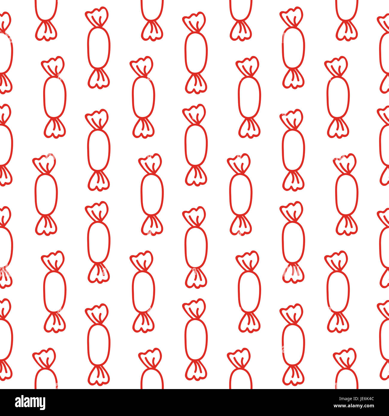 Candy in wrappers, red line seamless pattern. Hand drawn tileable ...