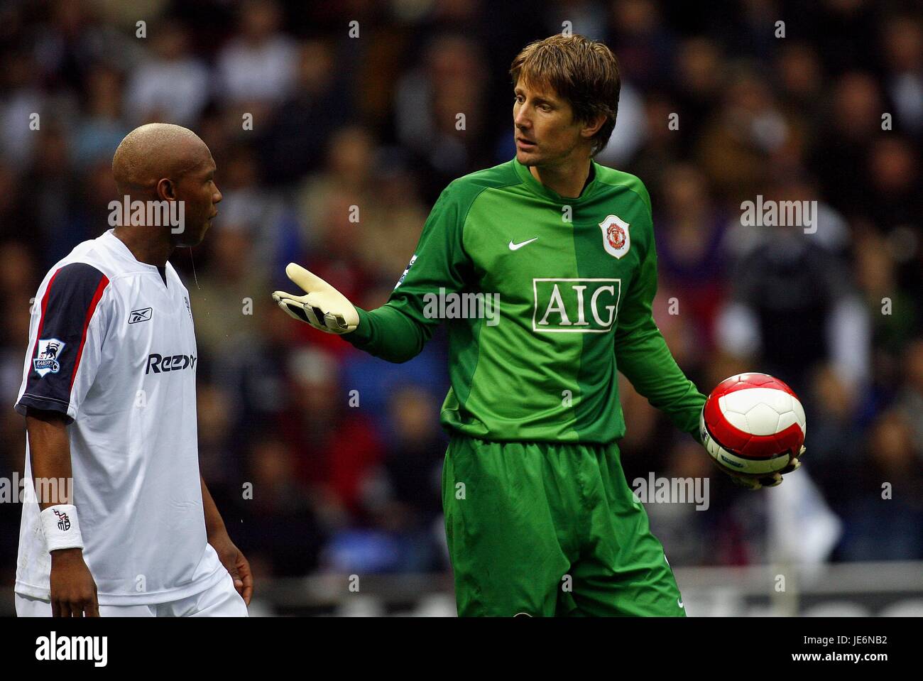 EDWIN VAN DER SAR & E DIOUF BOLTON V MANCHESTER UNITED REEBOK STADIUM ...