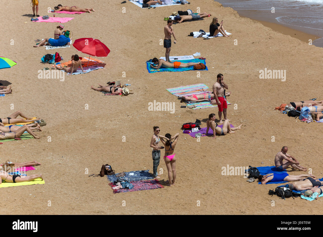 LAGOS, PORTUGAL - APRIL 23, 2017: People at the famous beach of Praia ...