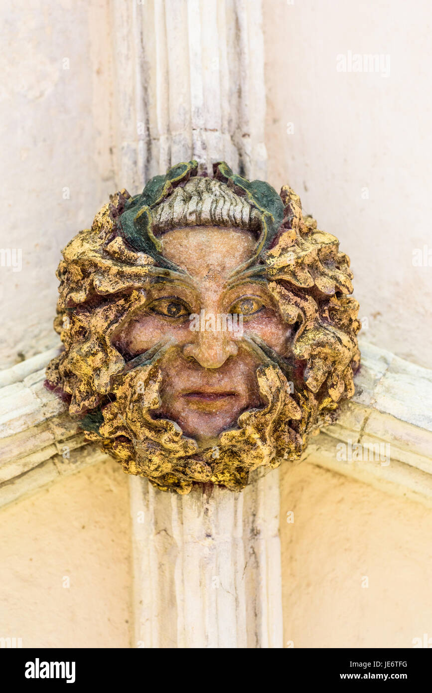 Boss on the ceiling of the cloisters at the christian cathedral church ...