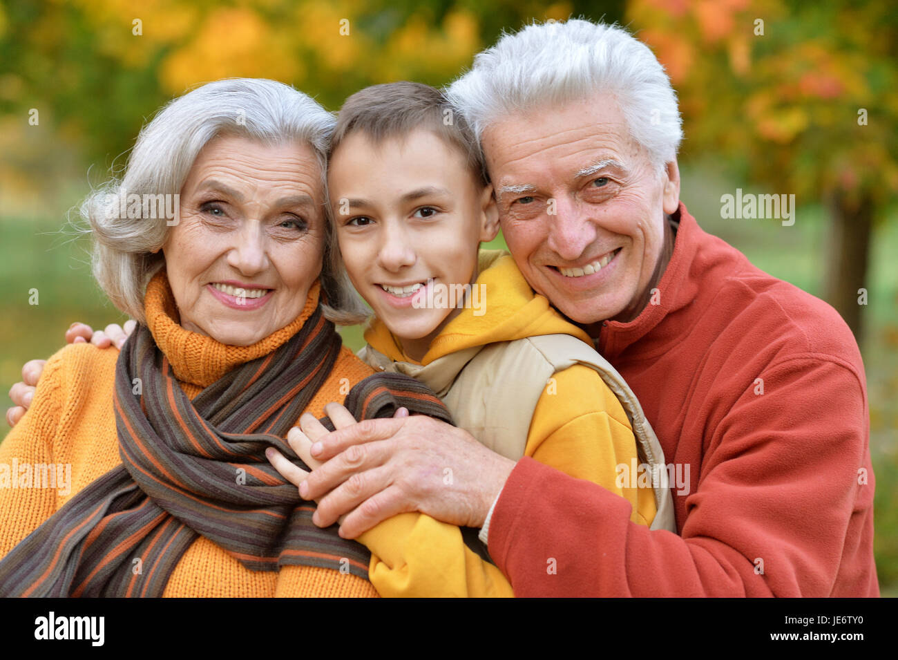 Grandparents and grandson outdoors Stock Photo - Alamy