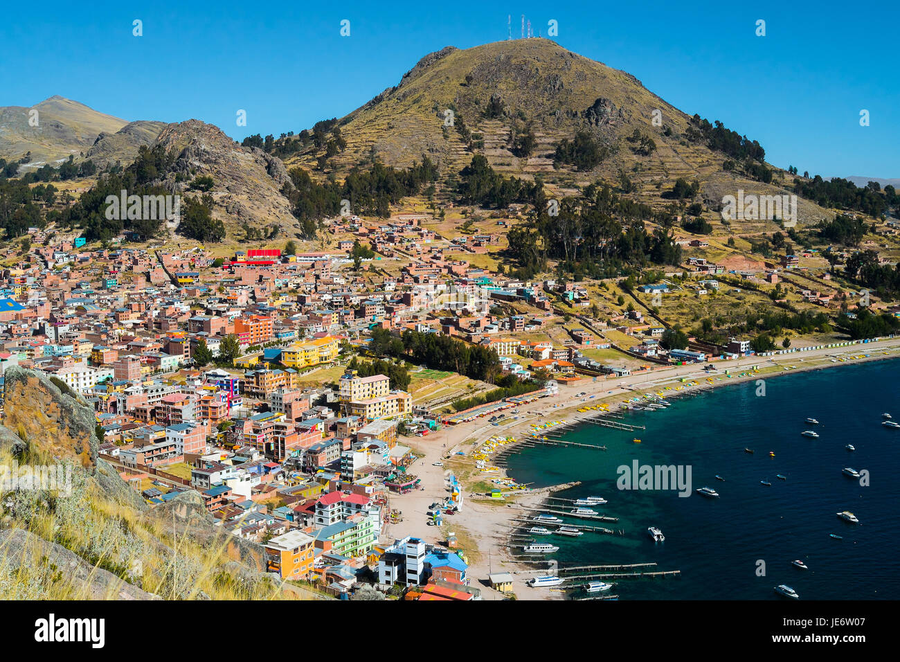 Aerial view of Copacabana on Titicaca lake, Bolivia Stock Photo - Alamy