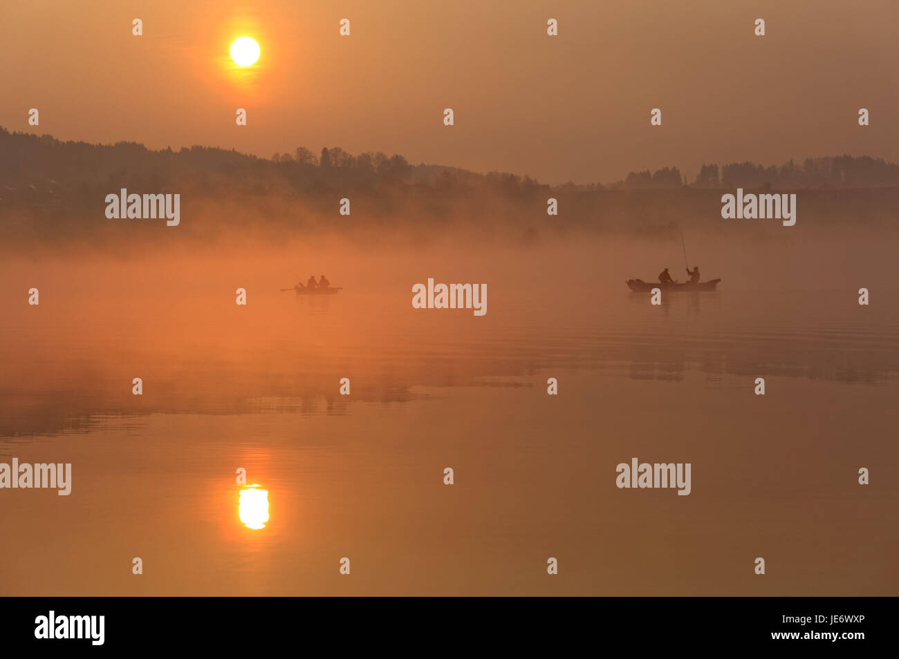 Germany, Bavaria, Upper Bavaria, priest's angle, Riegsee, angler Stock ...