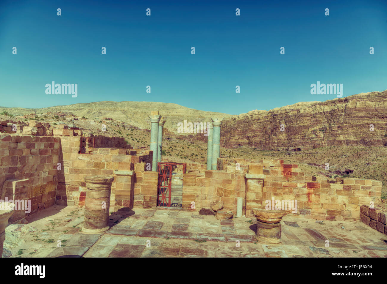 in petra jordan the view of the monuments from the ruins of the antique ...