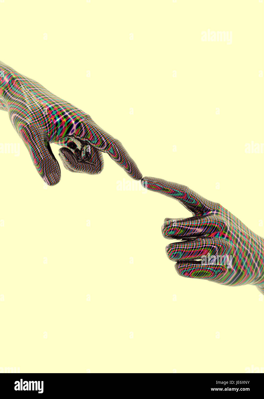 two hands, fingers, approach, touch Stock Photo - Alamy