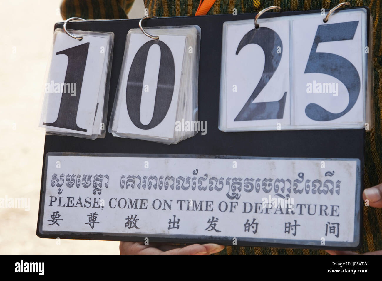 Cambodia, bus terminal, display, departure times Stock Photo - Alamy