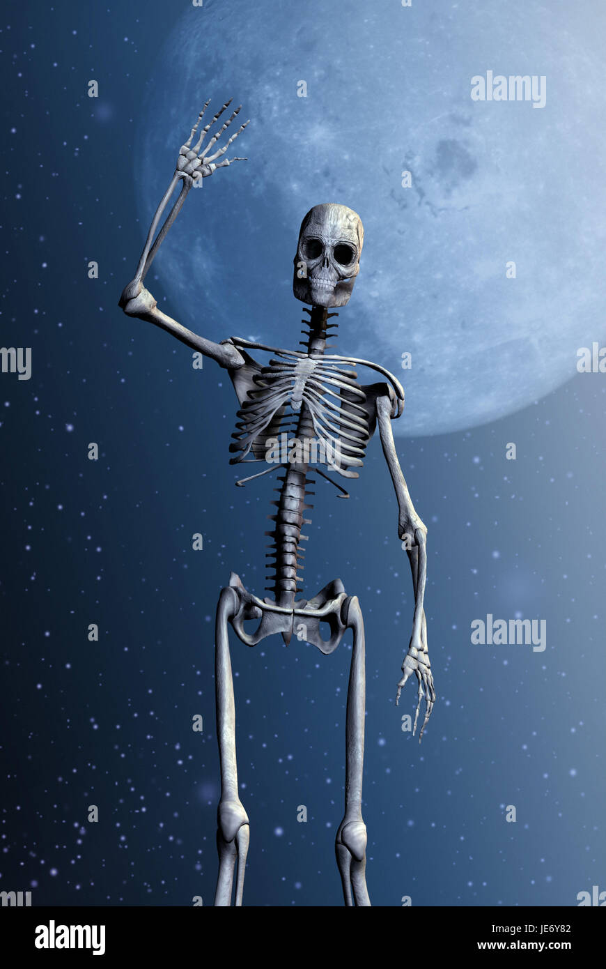 friendly skeleton, wave, moon Stock Photo - Alamy