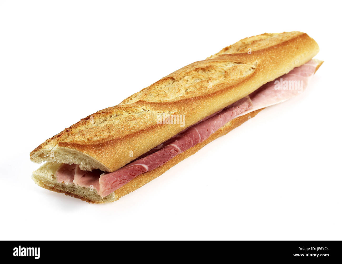Sandwich, ham, butter, white background Stock Photo - Alamy