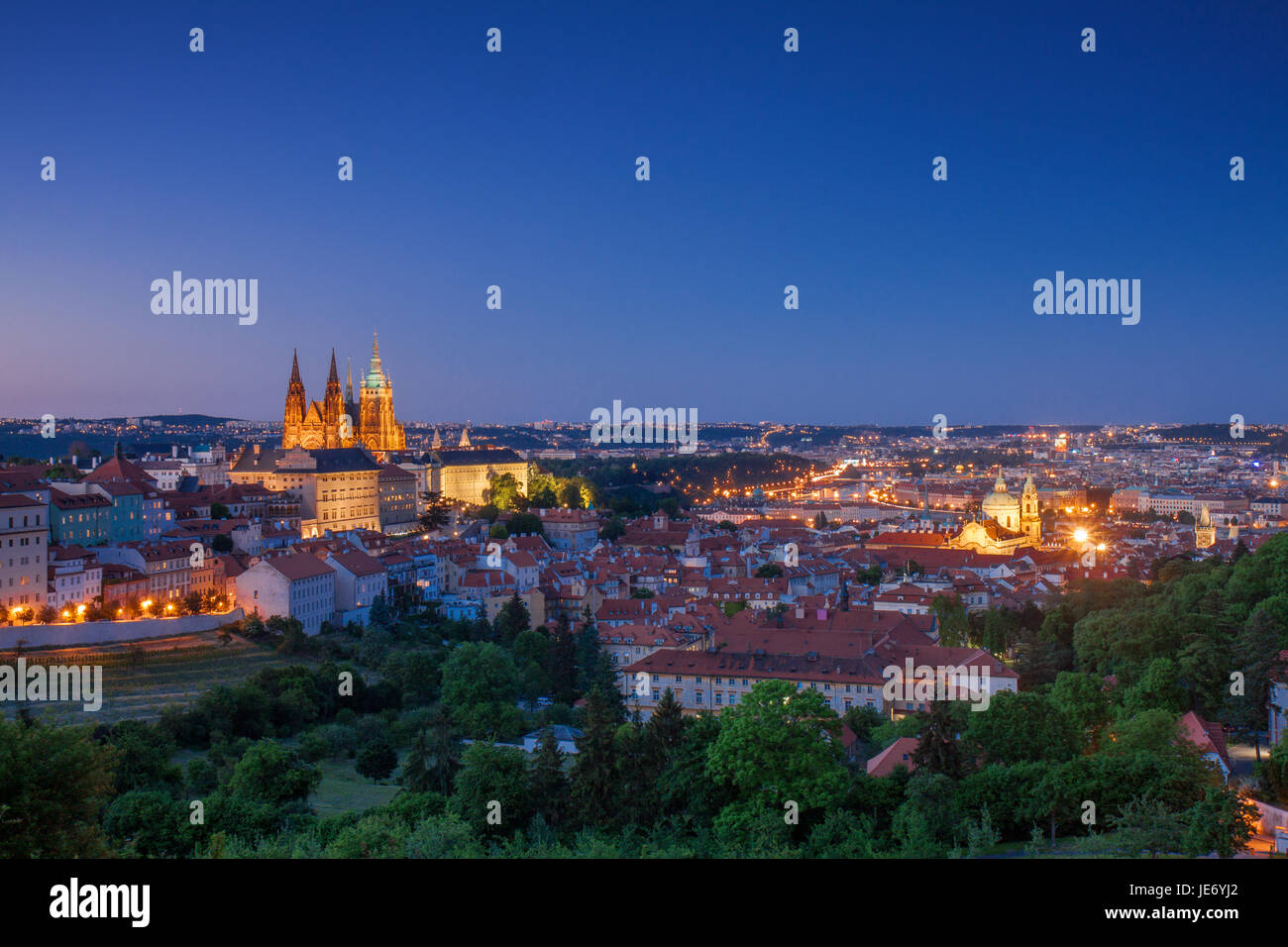 Prague Cityscape, with Lesser Town, Old Town of Prague and Castle ...