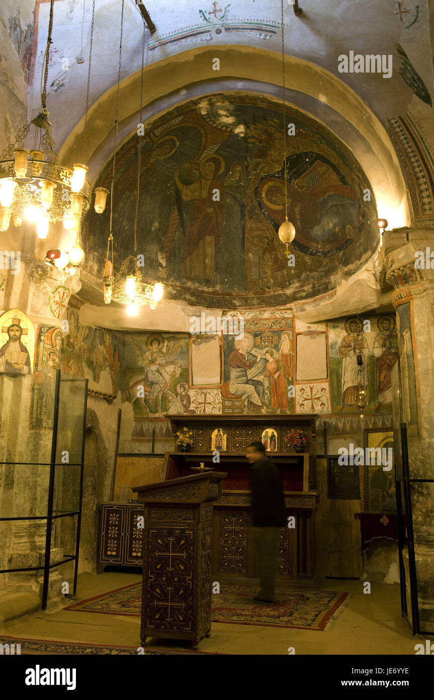 Africa, Egypt, wadi Natrun, monastery Es-Souriani, a man in the chancel ...