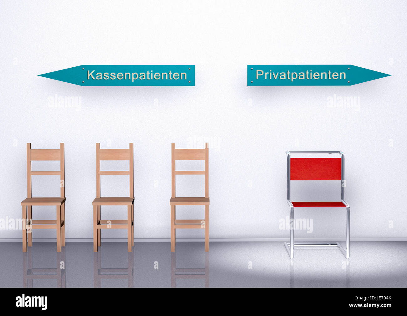 Chairs, waiting rooms, difference, signpost, private patient, panel ...