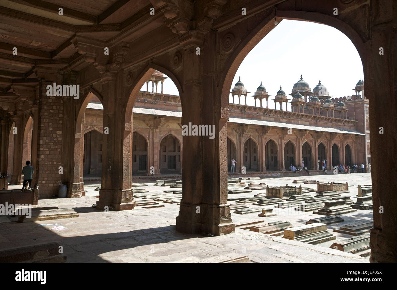 India, Uttar Pradesh, Fatehpur Sikri, Jama Masjid, big mosque, arcades ...