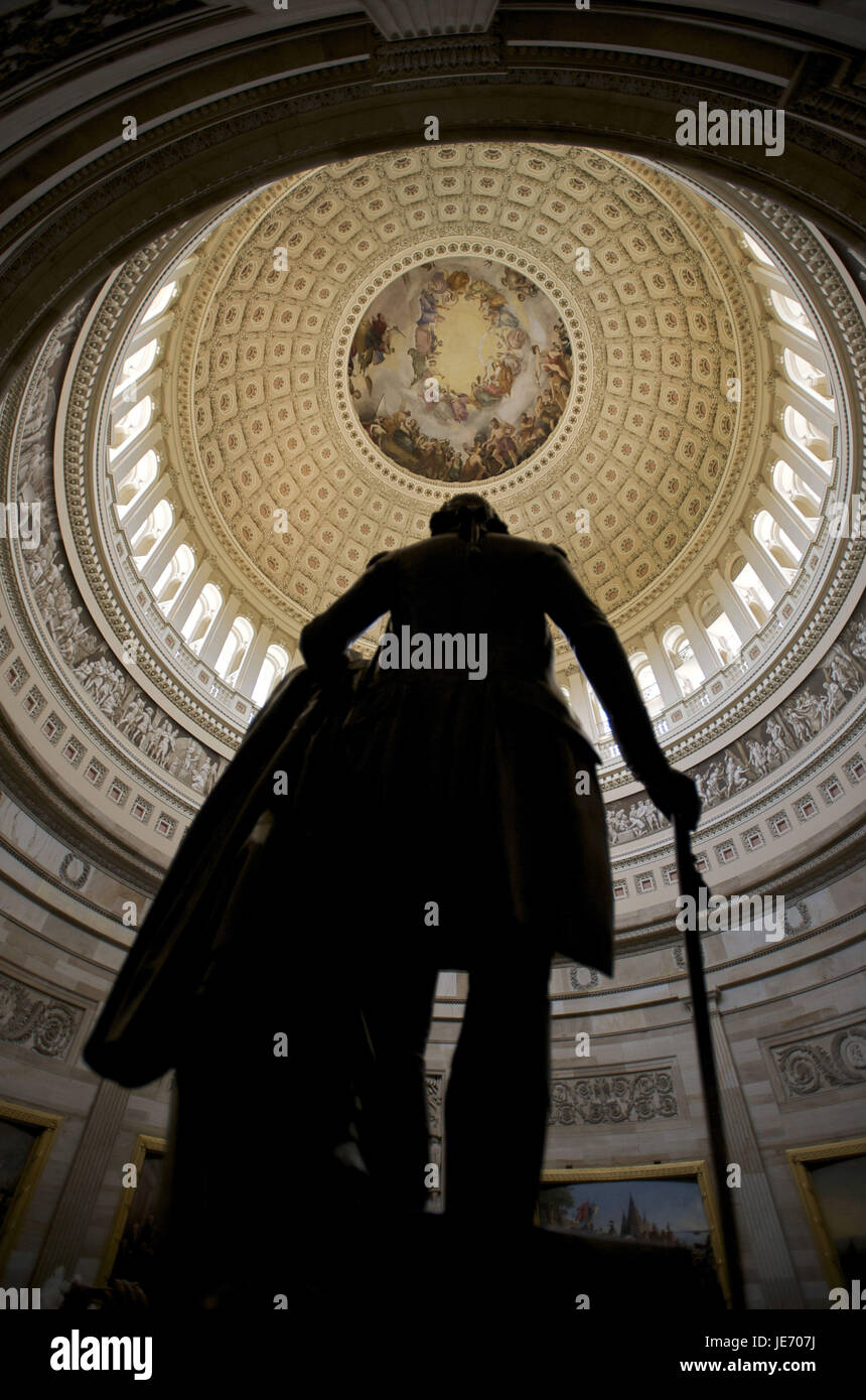 The USA, America, Washington D.C., Capitol, cap fresco and statue in ...