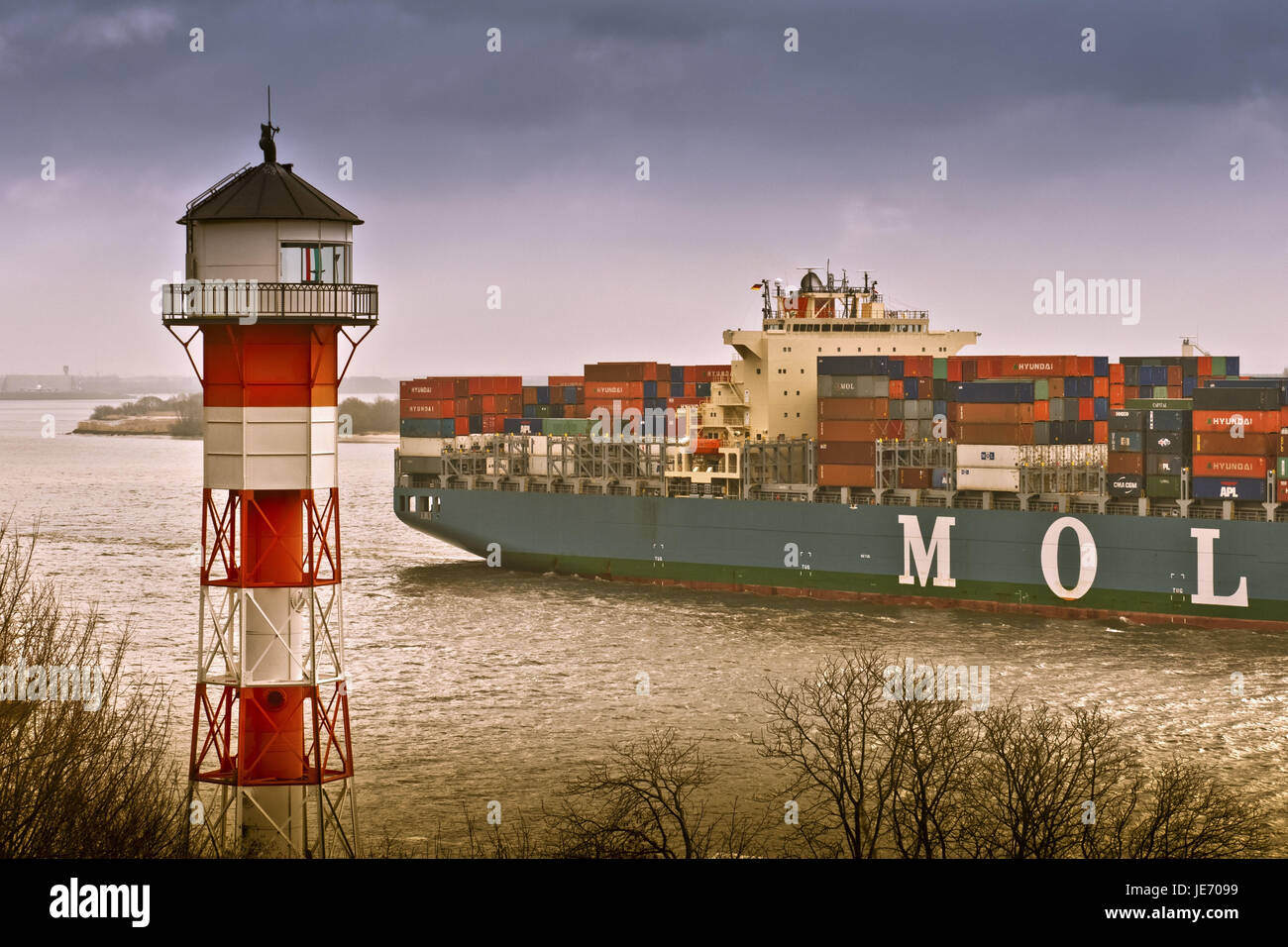 Elbe with container ship hi-res stock photography and images - Alamy