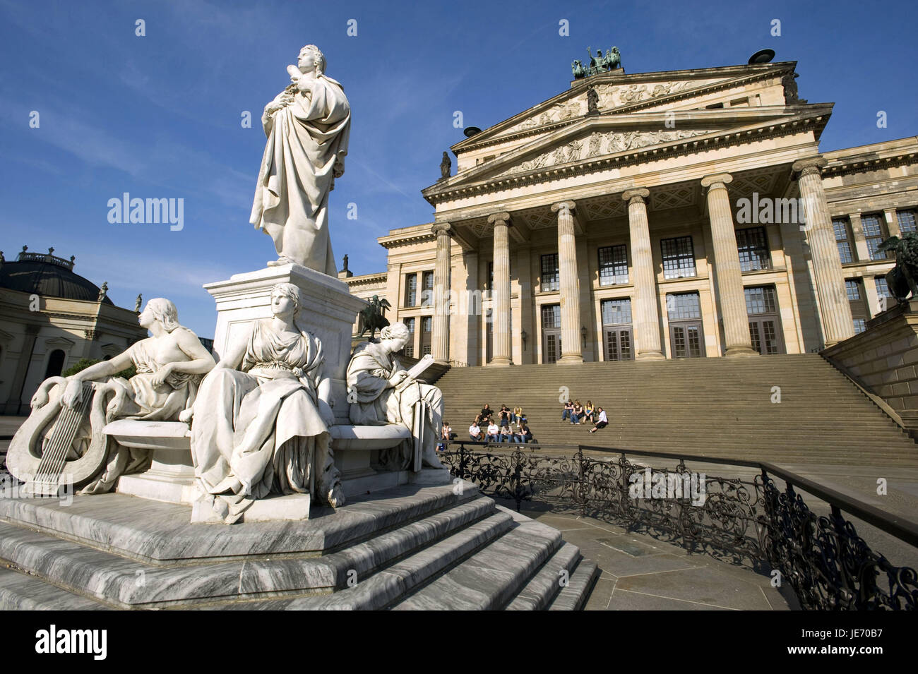 Germany, Berlin, concert hall and Friedrich Schiller Statue Stock Photo ...