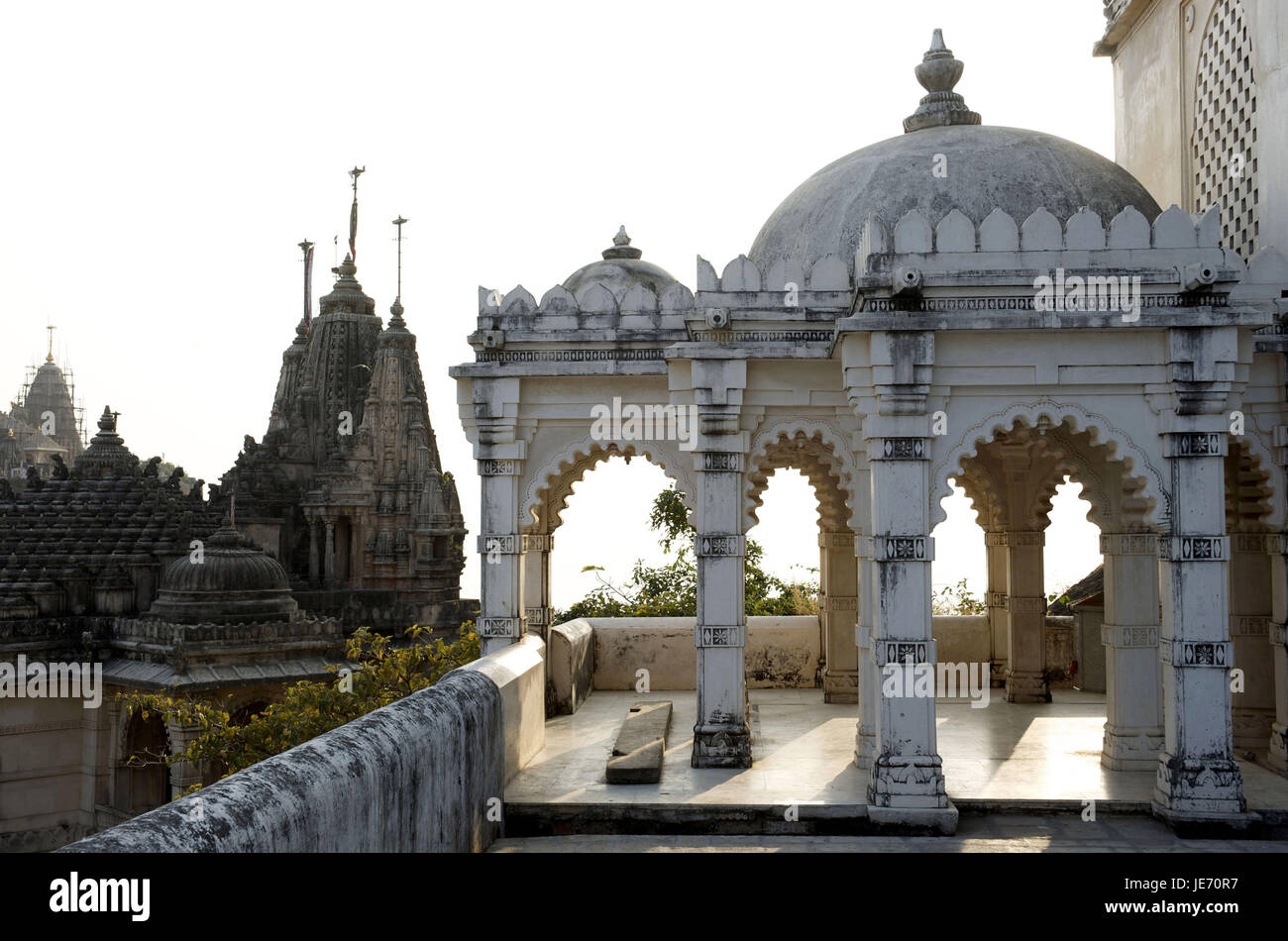 India, Gujarat, Palitana, Jain temple in the mountain Shatrunjaya ...