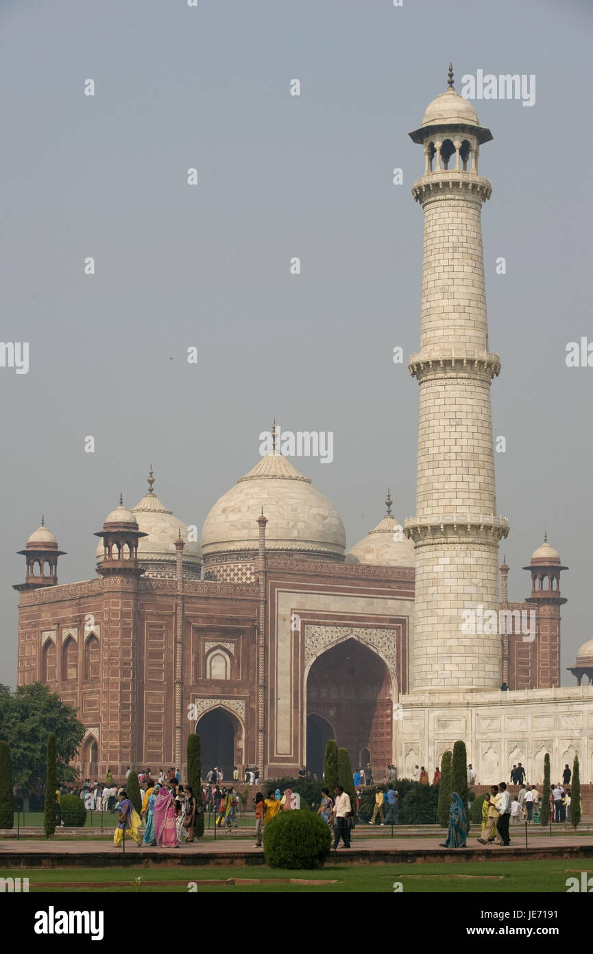India, Uttar Pradesh, Agra, the Taj Mahal, person in the foreground ...