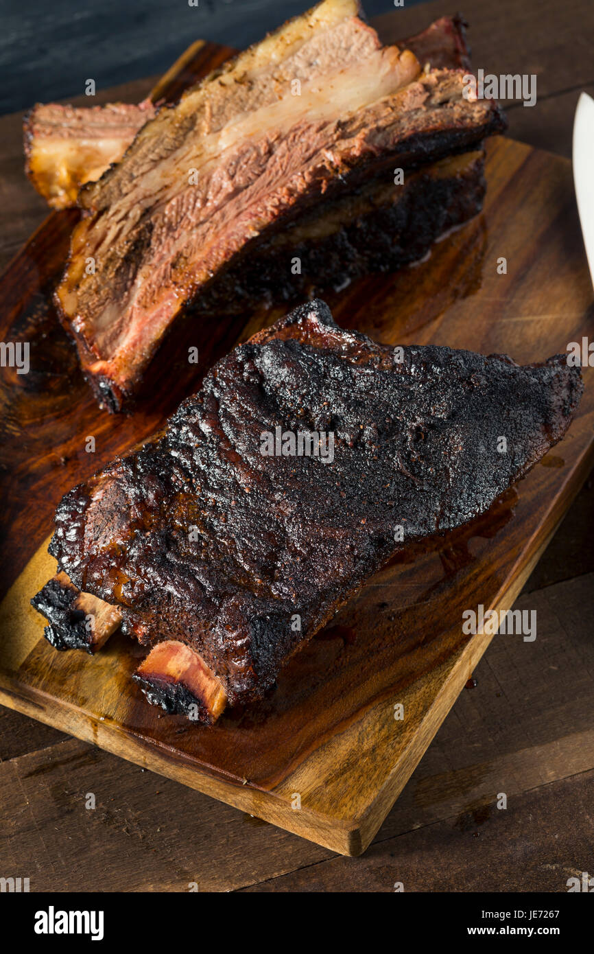 Delicious Smoked Beef Ribs with Barbecue Sauce Stock Photo - Alamy