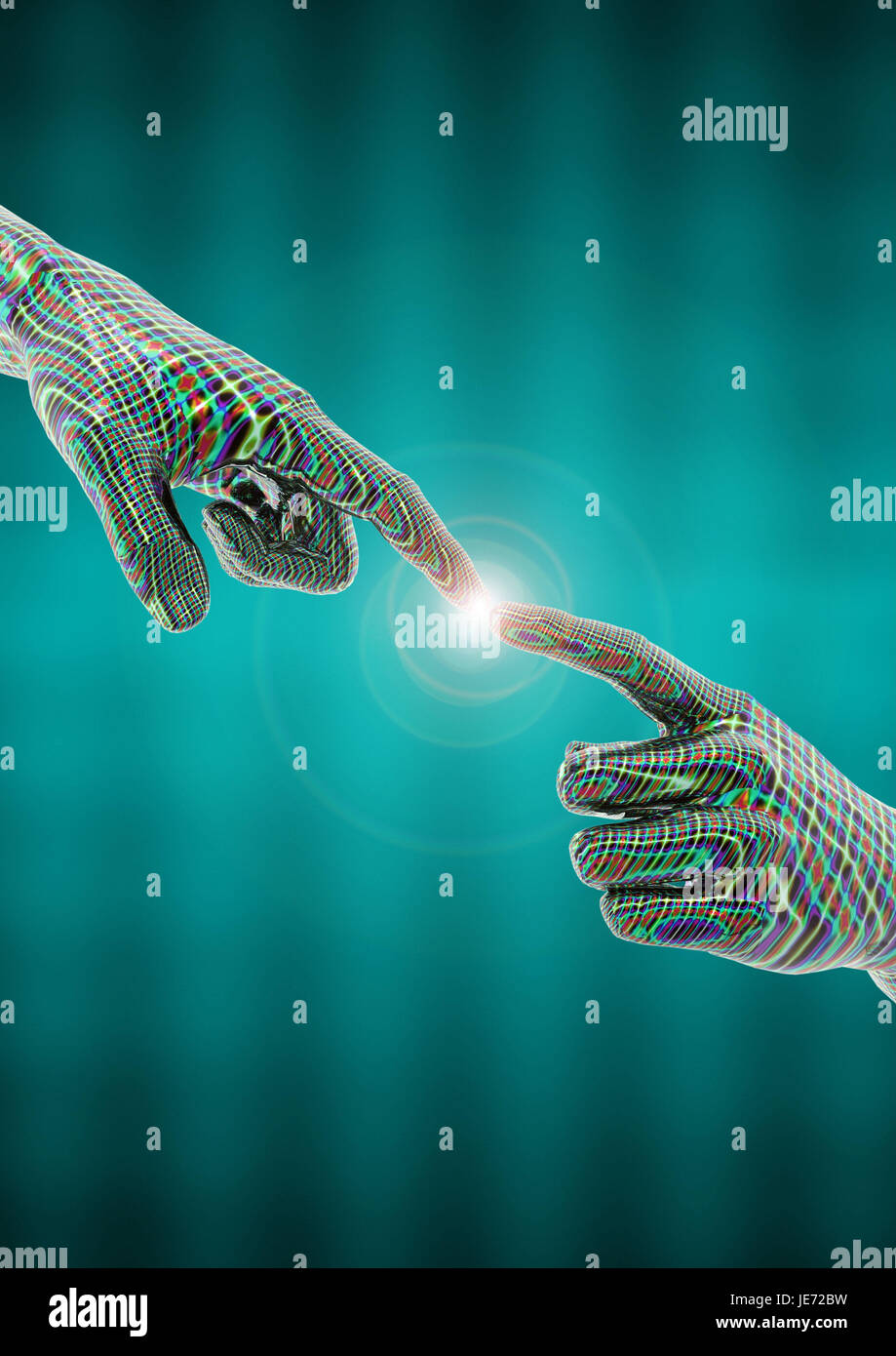 two hands, fingers, approach, touch Stock Photo - Alamy