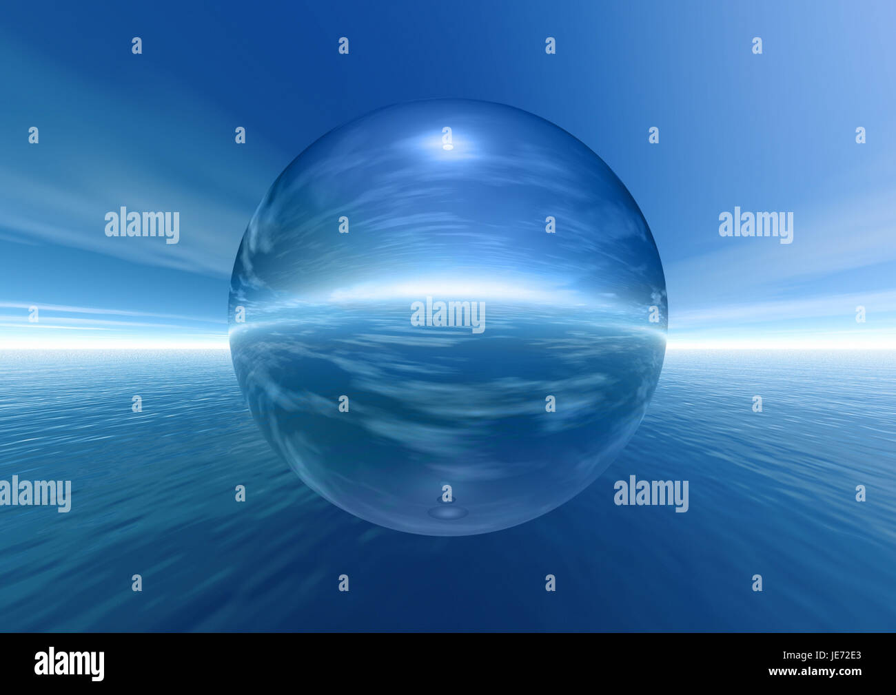 Glass ball, water, atmosphere, blue Stock Photo - Alamy