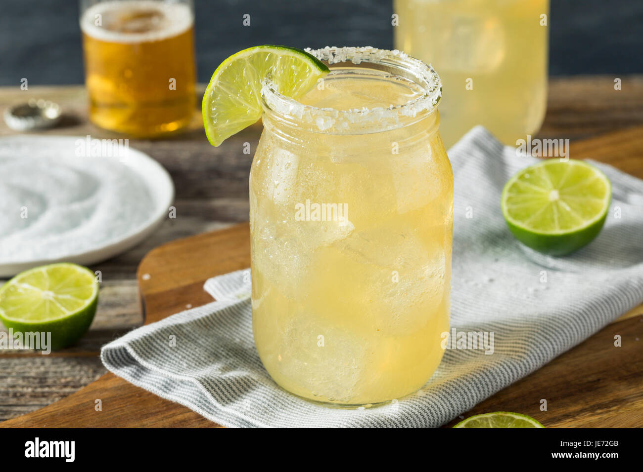 Refreshing Alcoholic Beer Margarita Beerita with Salt and Lime Stock ...