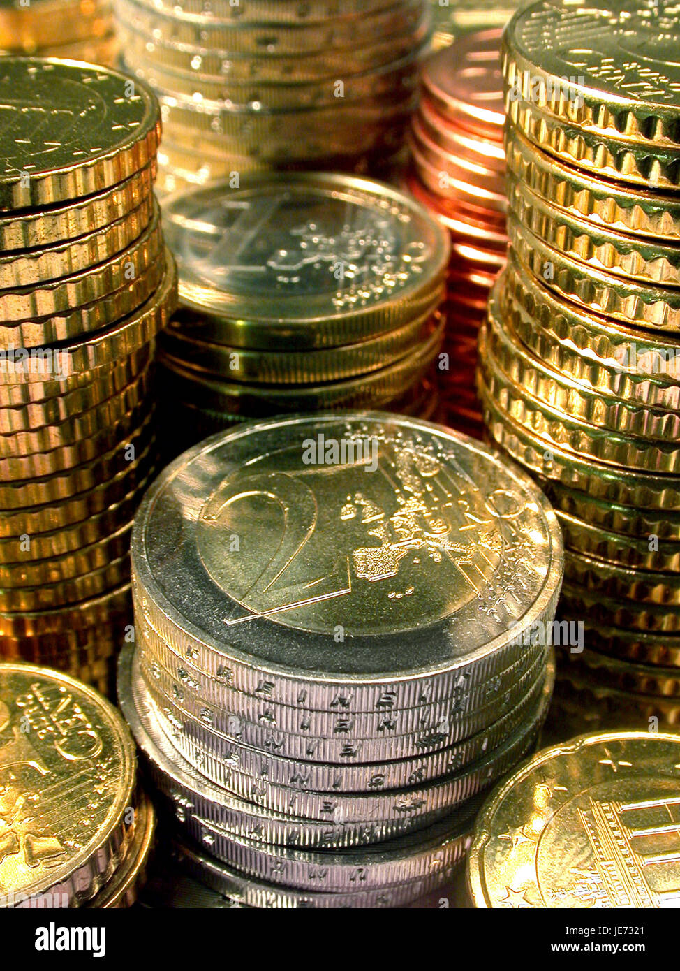 Euro coins, stacked Stock Photo - Alamy