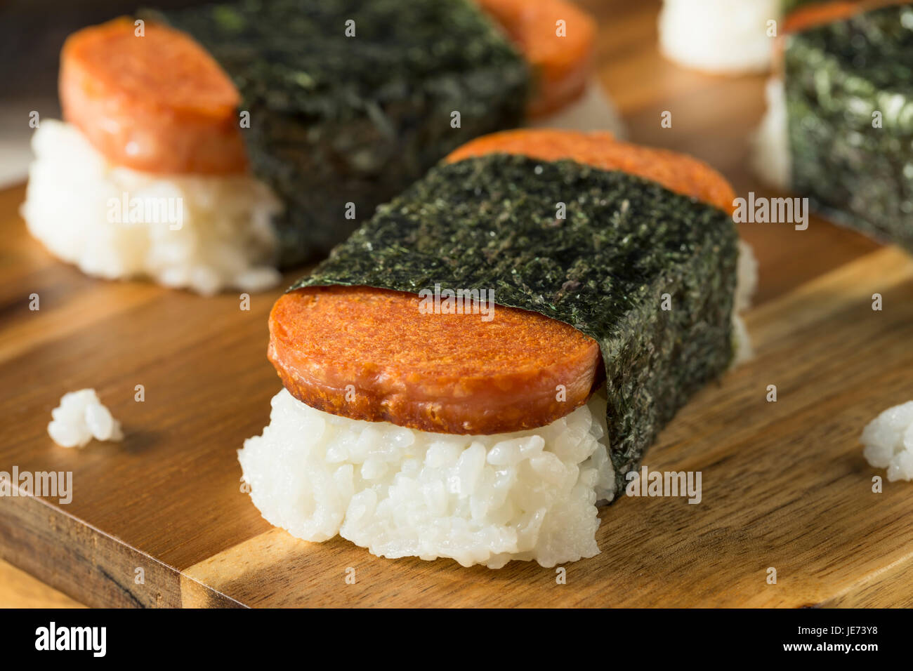 Homemade Healthy Musubi Rice and Meat Sandwich from Hawaii Stock Photo ...