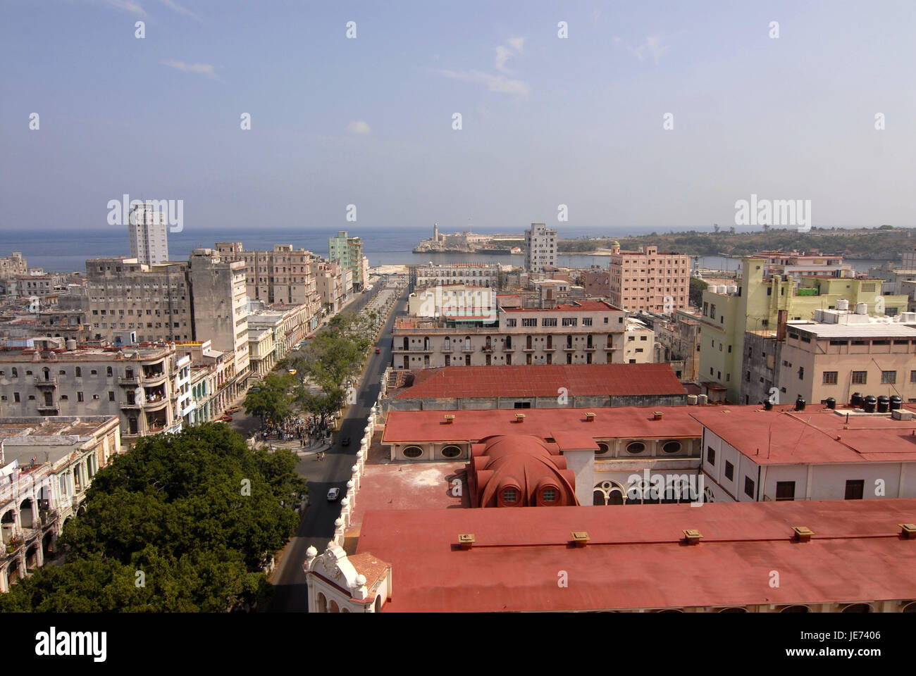 Cuba, Havana, town overview, the Caribbean, island, town, houses ...