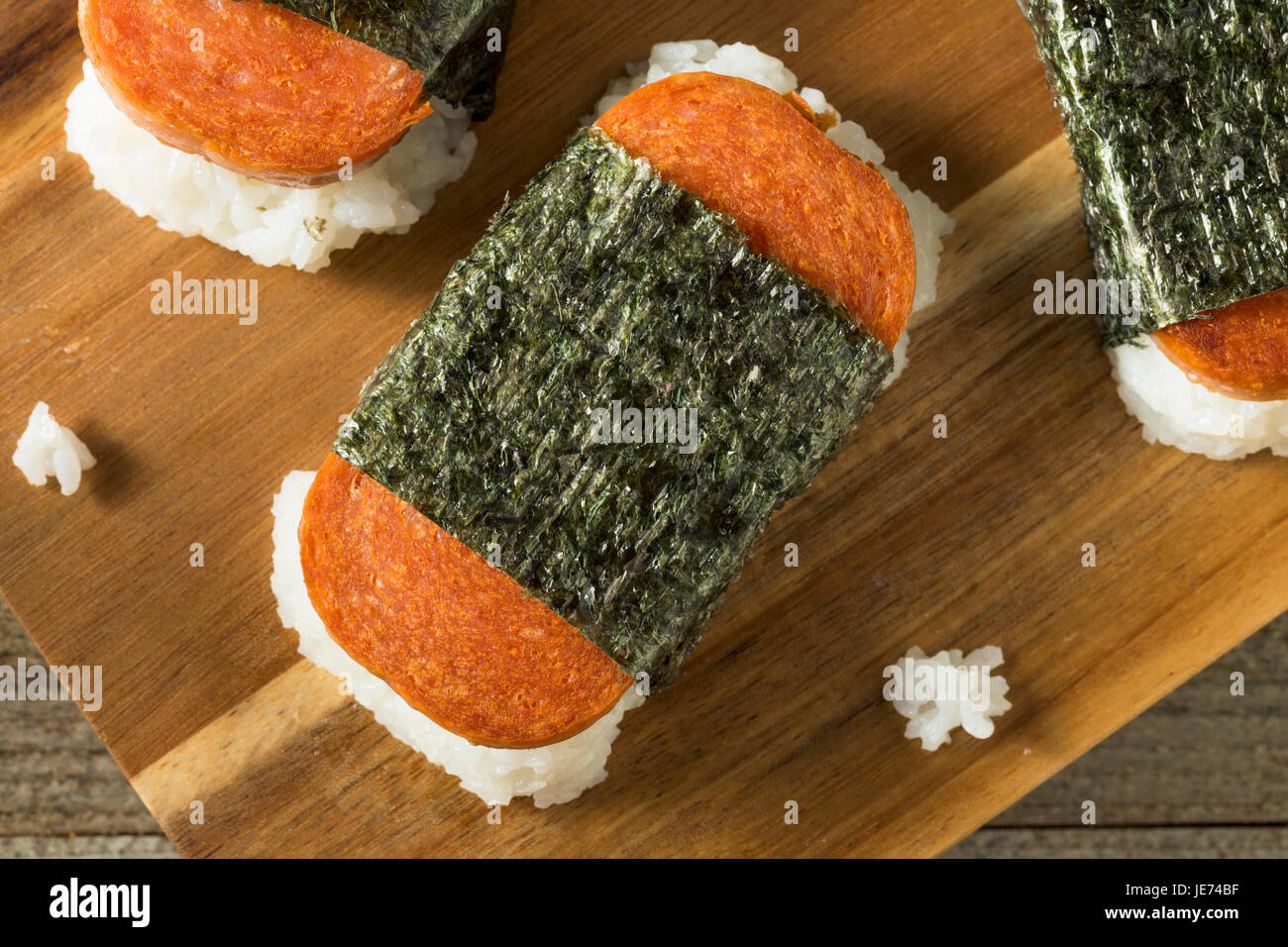 Homemade Healthy Musubi Rice and Meat Sandwich from Hawaii Stock Photo ...