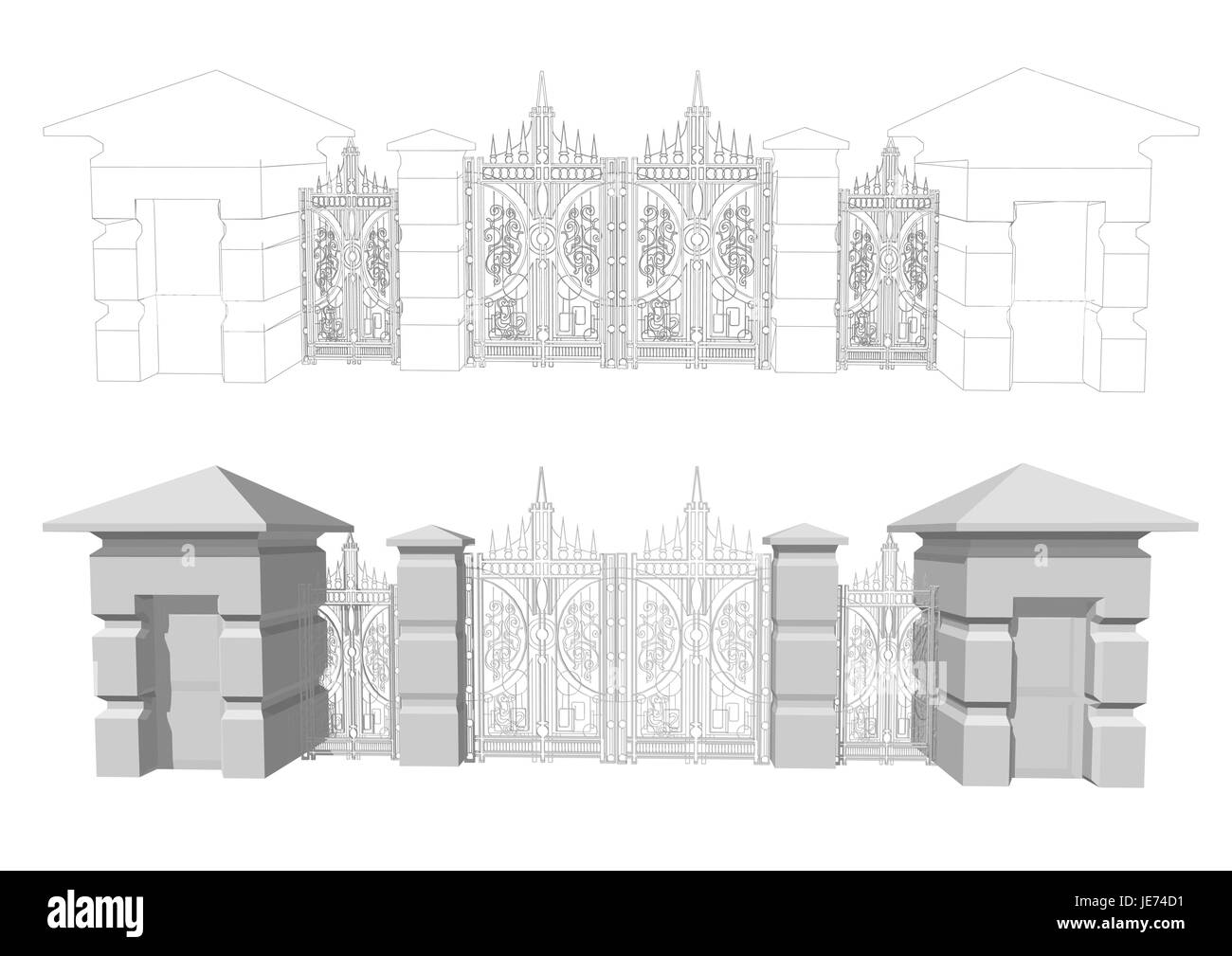 Ornate railing white background Stock Vector Images - Alamy