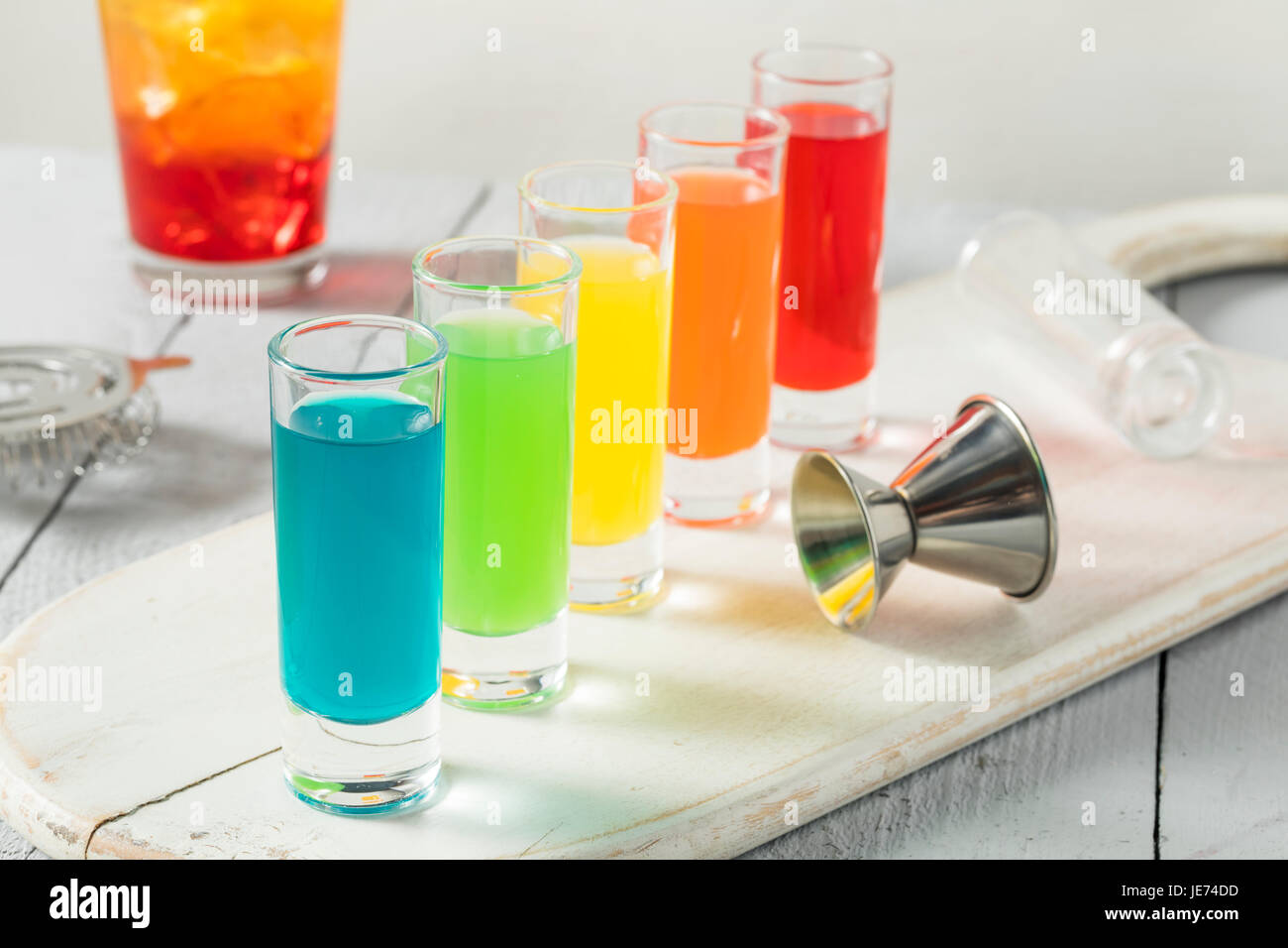 Colorful Alcoholic Rainbow Shots REady to Drink Stock Photo - Alamy