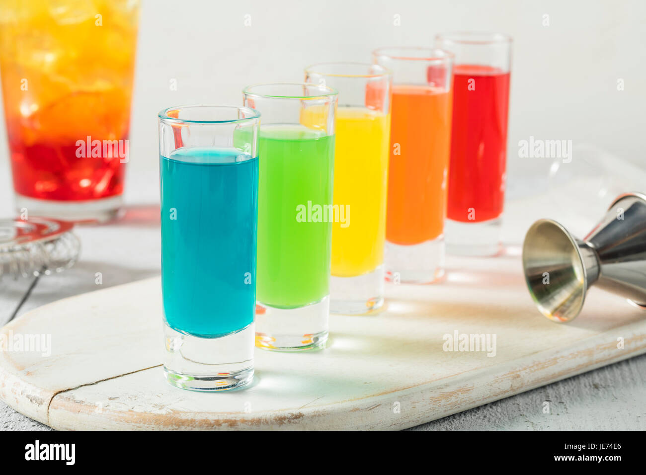 Colorful Alcoholic Rainbow Shots REady to Drink Stock Photo - Alamy