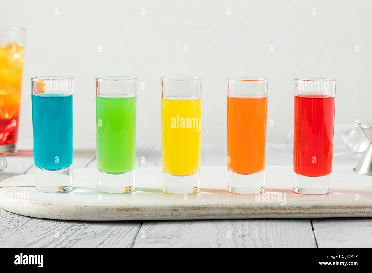 Colorful Alcoholic Rainbow Shots REady to Drink Stock Photo - Alamy