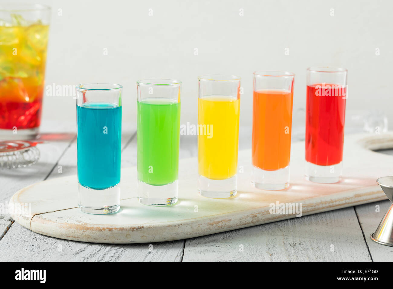 Colorful Alcoholic Rainbow Shots REady to Drink Stock Photo - Alamy