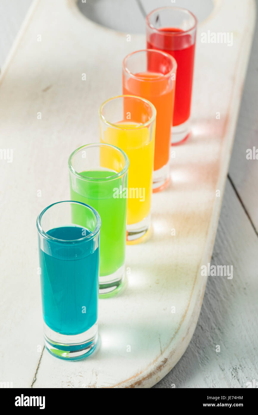 Colorful Alcoholic Rainbow Shots REady to Drink Stock Photo - Alamy