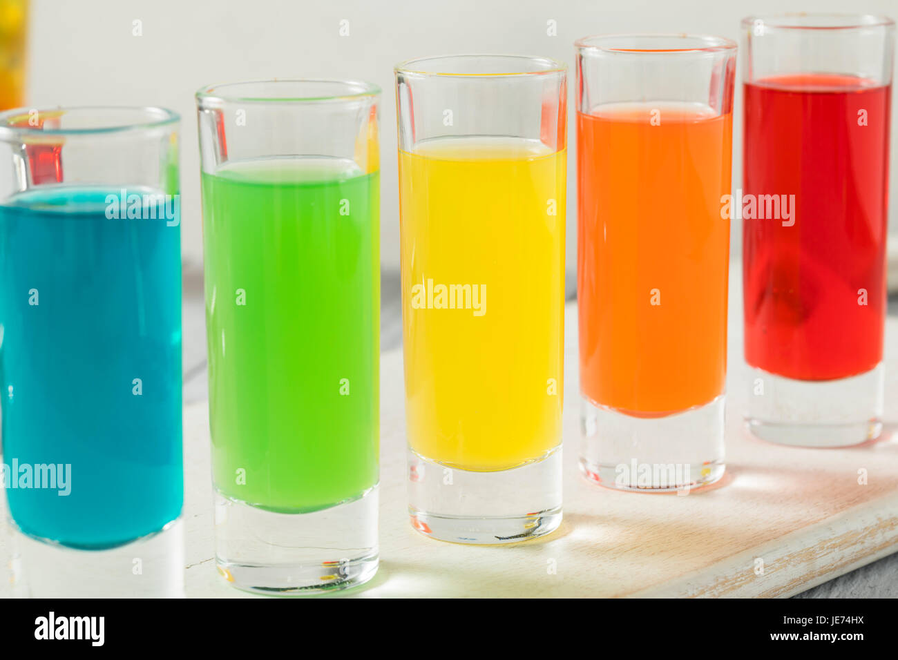 Colorful Alcoholic Rainbow Shots REady to Drink Stock Photo - Alamy