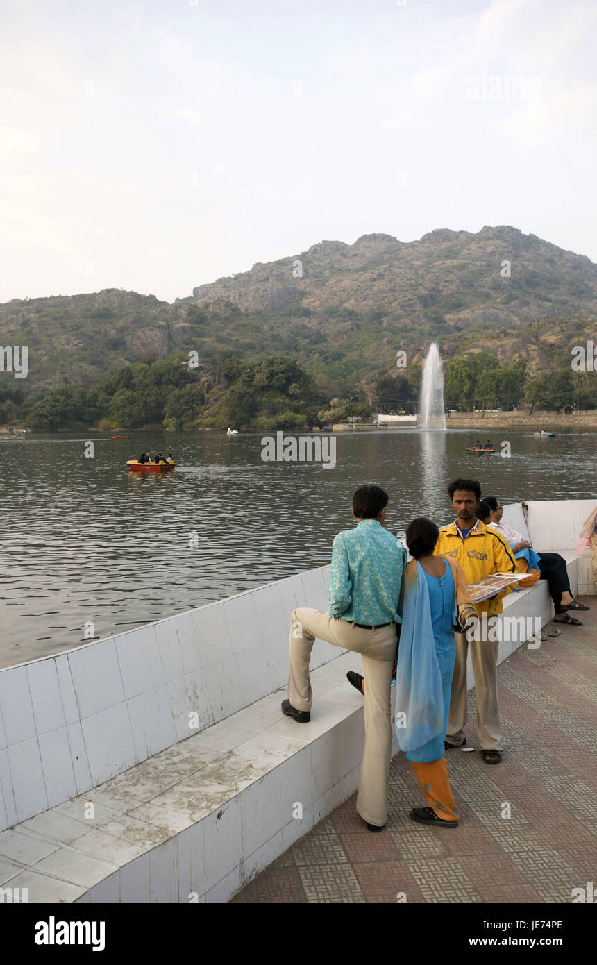 India, Rajasthan, Mount Abu, tourist look at the Nakki lake Stock Photo ...