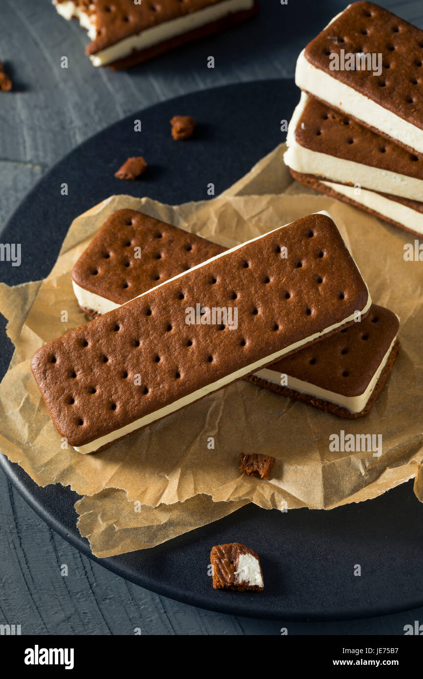 Sweet Chocolate and Vanilla Ice Cream Sandwich Dessert Stock Photo - Alamy
