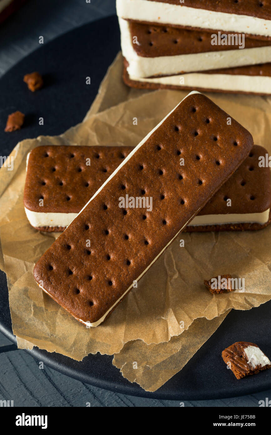 Sweet Chocolate and Vanilla Ice Cream Sandwich Dessert Stock Photo - Alamy
