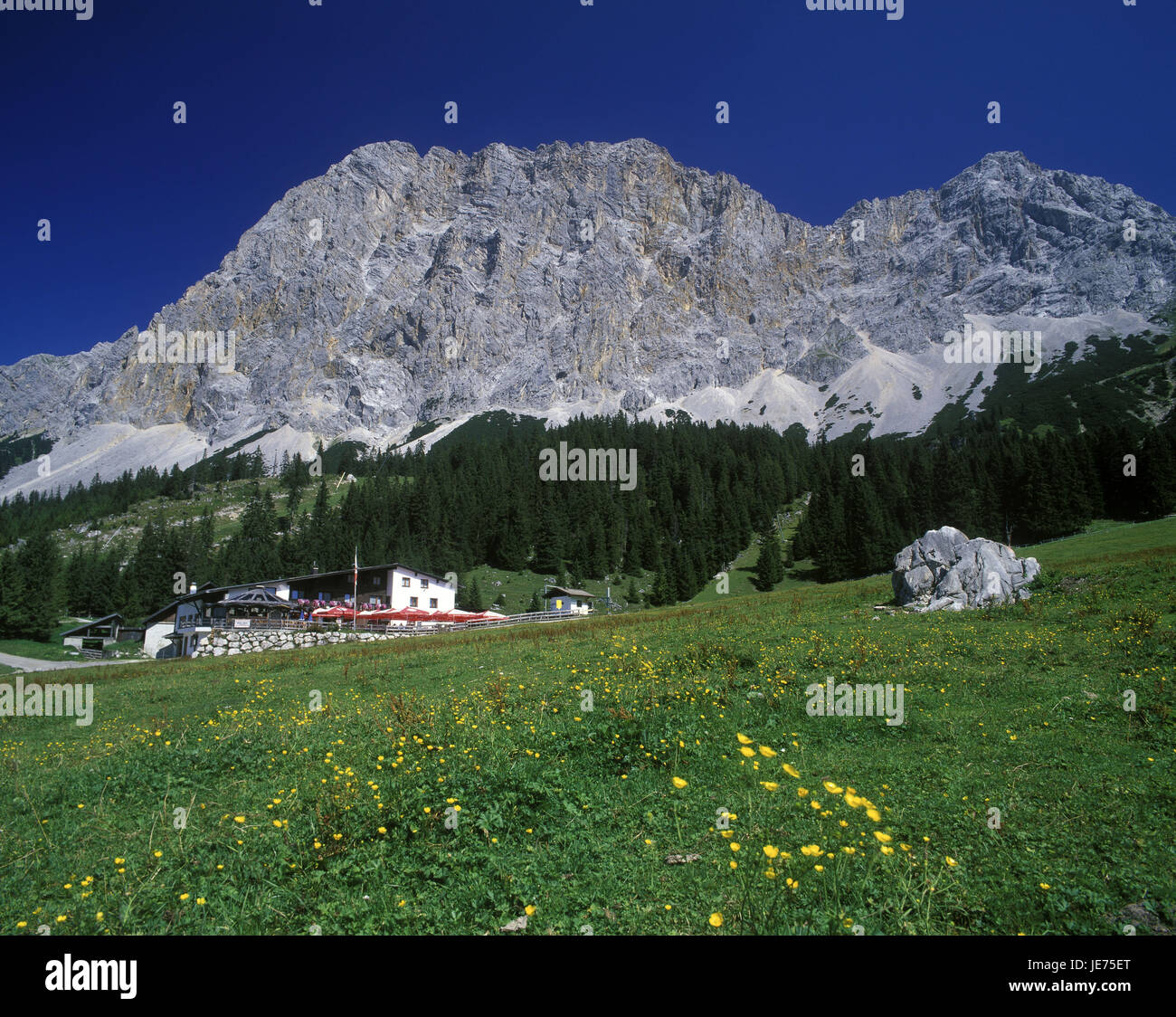 Austria, Tyrol, External-far, Ehrwald, Ehrwalder alp with Zugspitze ...