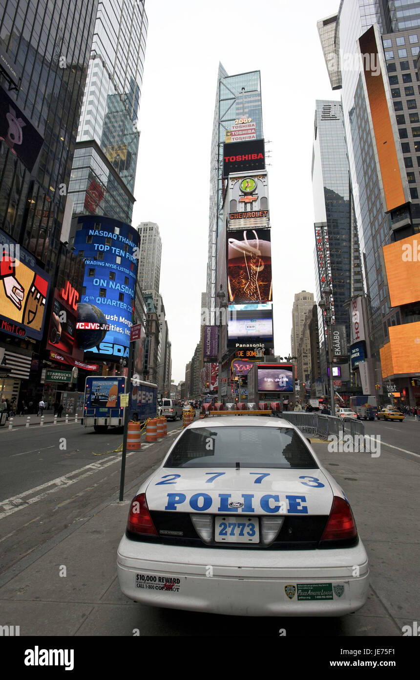 The USA, America, New York, Manhattan, Times Square, police car in the ...