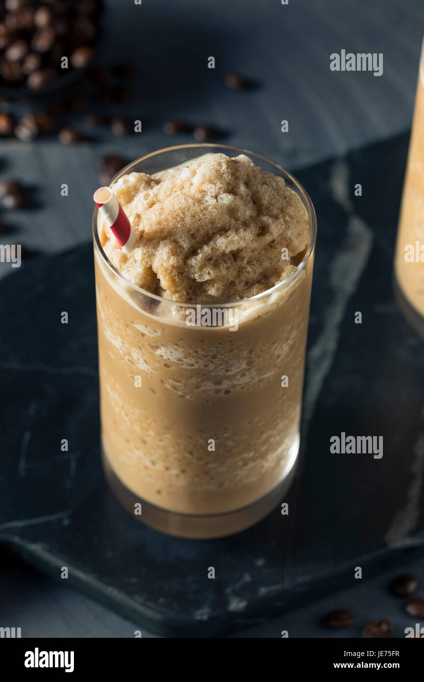 Sweet Frozen Iced Coffee Slushie with Almond Milk Stock Photo - Alamy