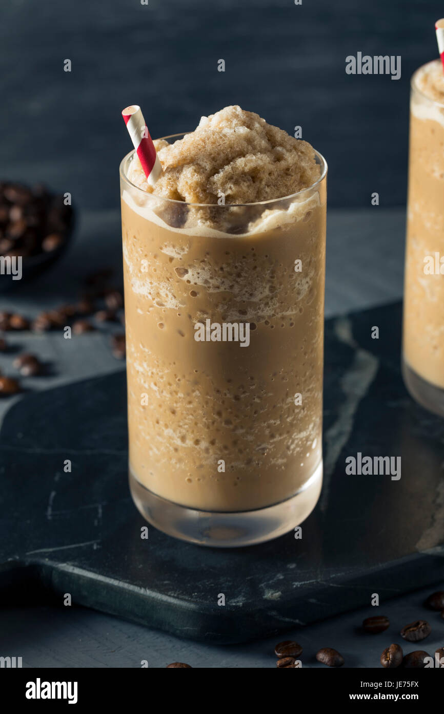 Sweet Frozen Iced Coffee Slushie with Almond Milk Stock Photo - Alamy