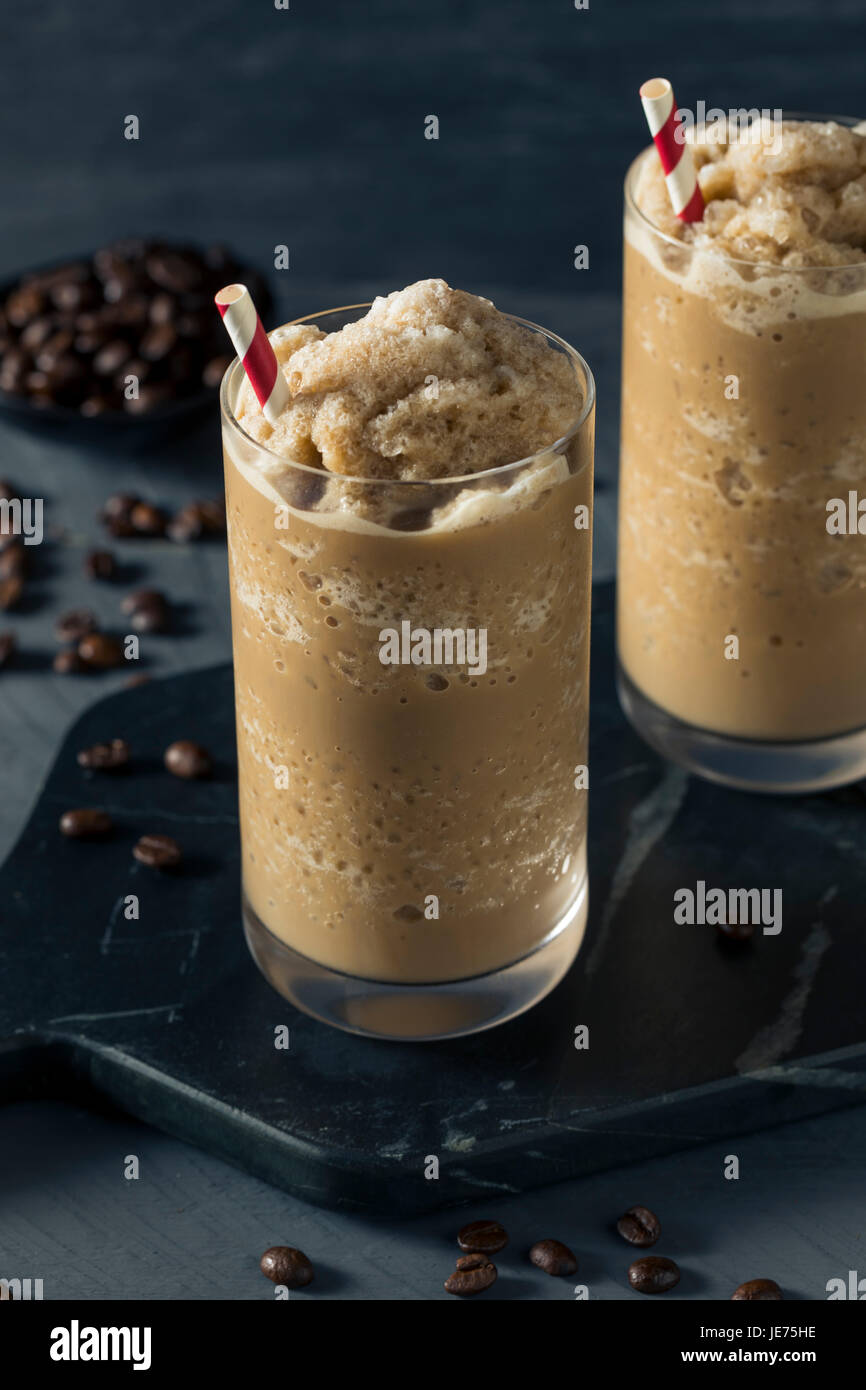 Sweet Frozen Iced Coffee Slushie with Almond Milk Stock Photo - Alamy