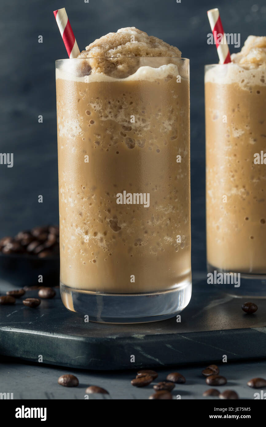 Sweet Frozen Iced Coffee Slushie with Almond Milk Stock Photo - Alamy