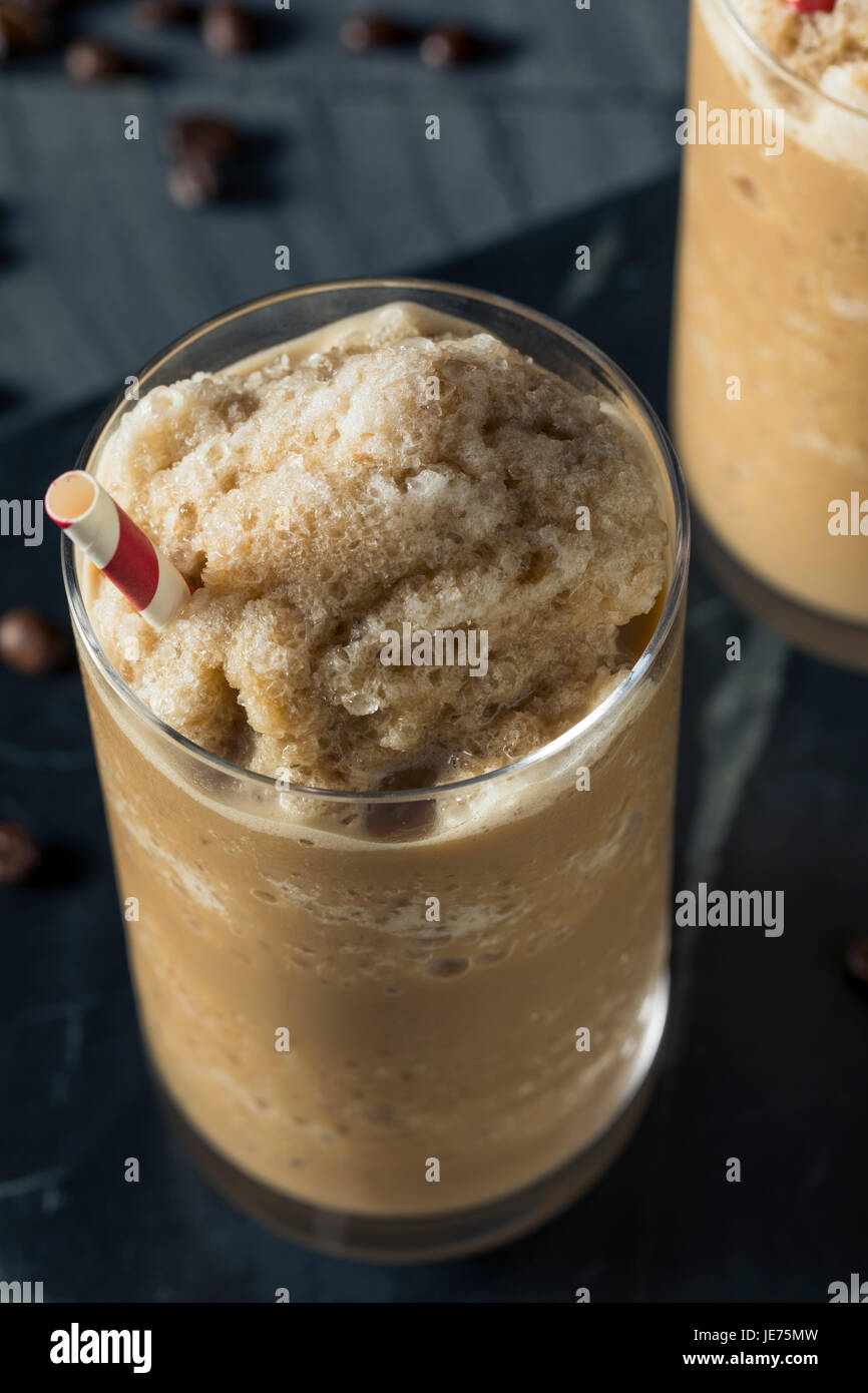 Sweet Frozen Iced Coffee Slushie with Almond Milk Stock Photo - Alamy
