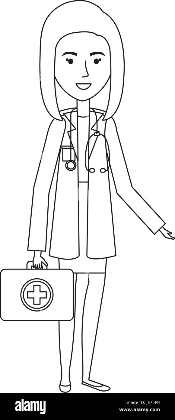Professional woman of health with medical kit vector illustration ...