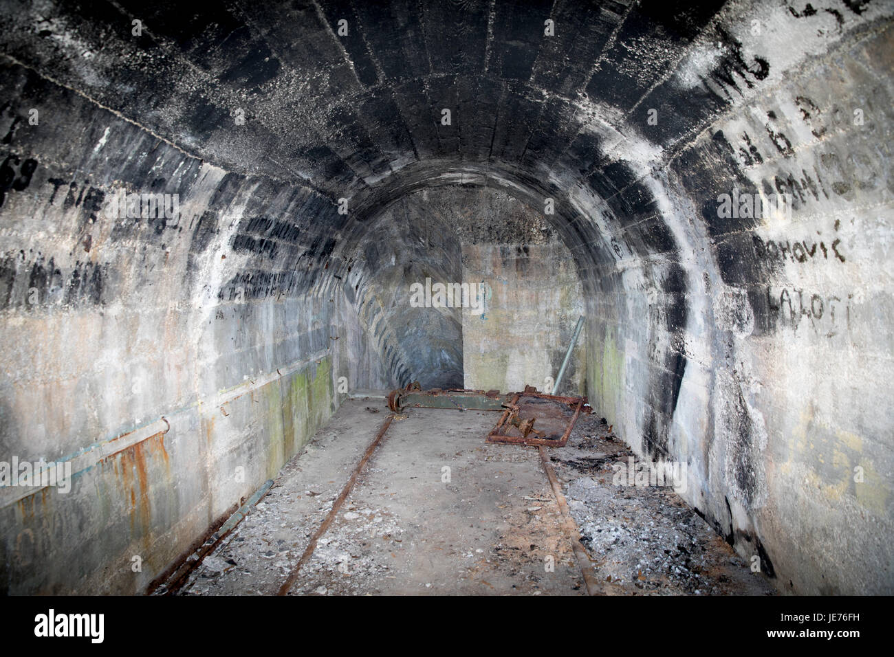 Clifftop bunker opening onto gun emplacement on the island of Mljet ...