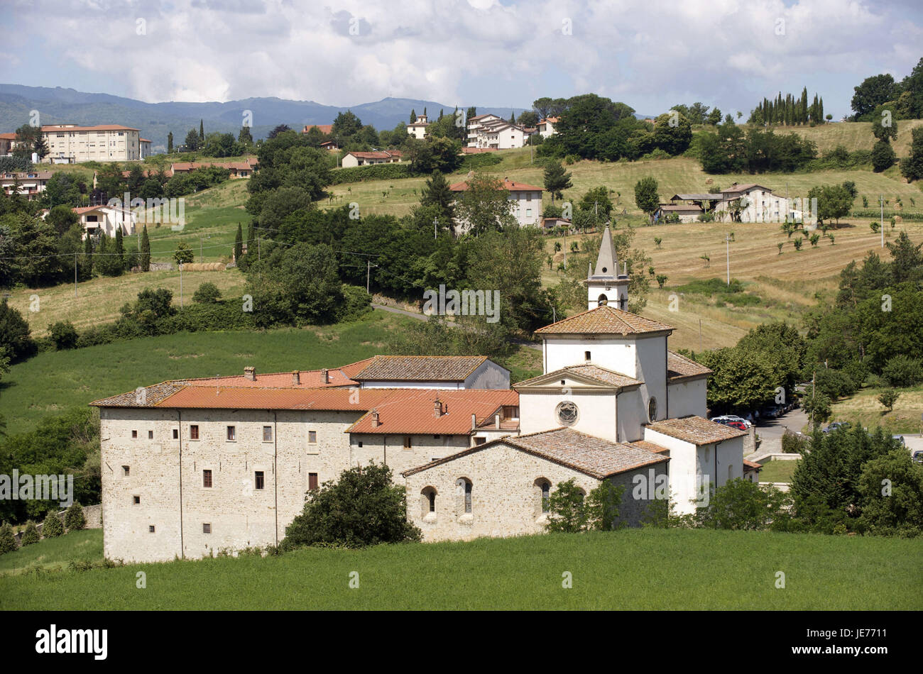 Italy, Tuscany, Casentino, The pilgrimage church Santa Maria del Sasso ...